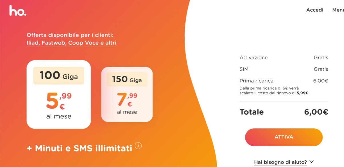 Ho mobile offre 100 GB a 5,99 euro per i clienti Iliad | AGEMOBILE