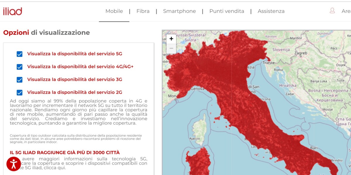 Iliad: la nuova mappa interattiva mostra la copertura della rete 5G ...